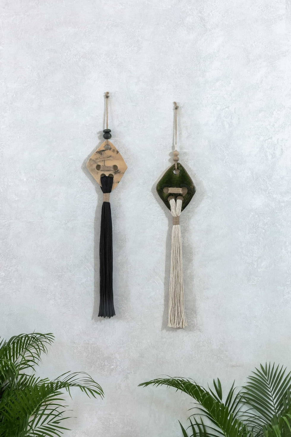 Chic Ceramic Macrame Wall Hanging by Master Artisans of Yucatan| Wool+Clay