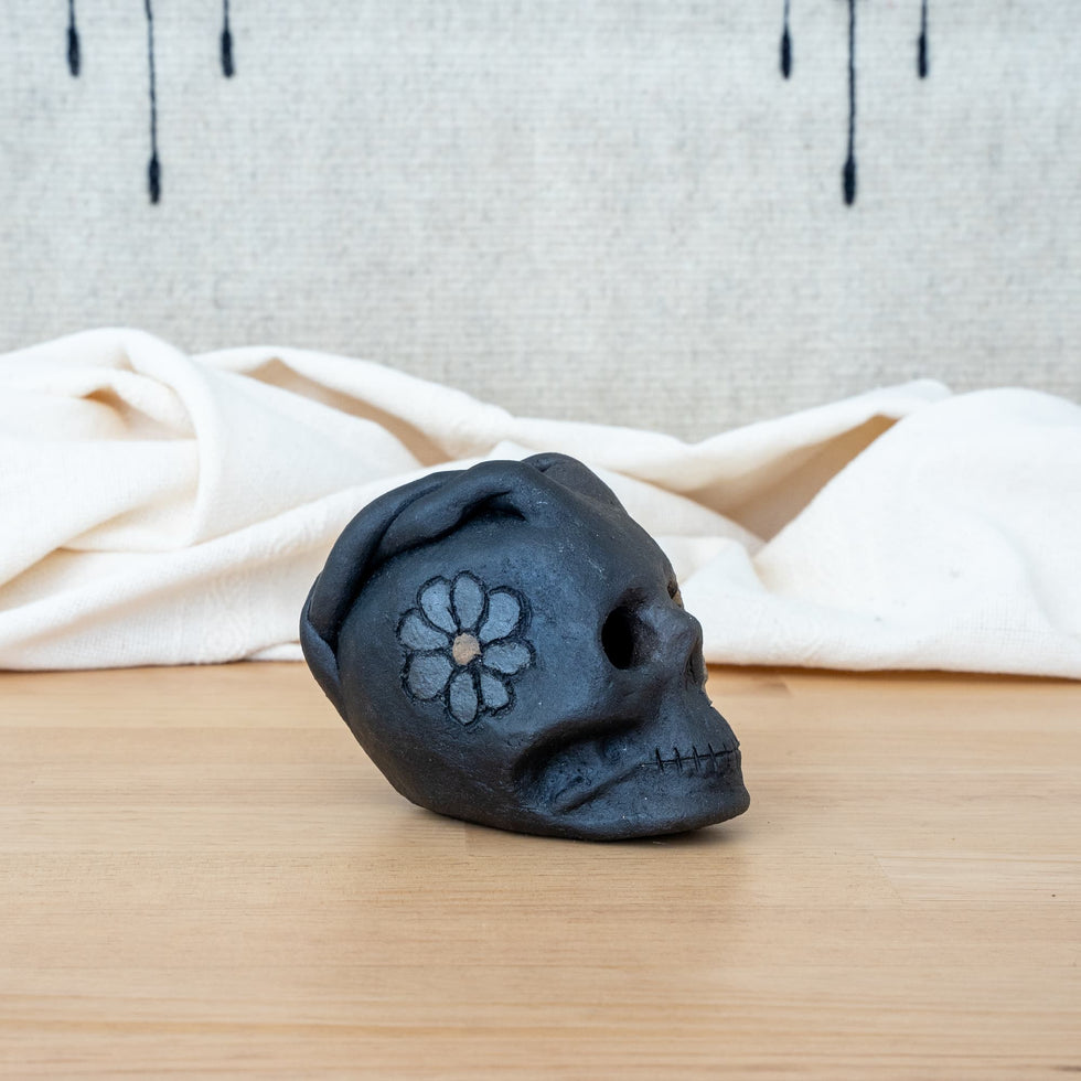 Braided Saga Handcrafted Oaxacan Clay Skull | Wool+Clay