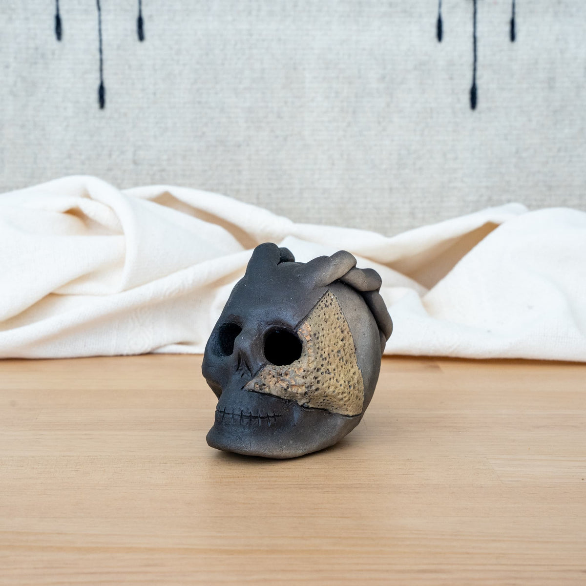 Braided Saga Handcrafted Oaxacan Clay Skull | Wool+Clay