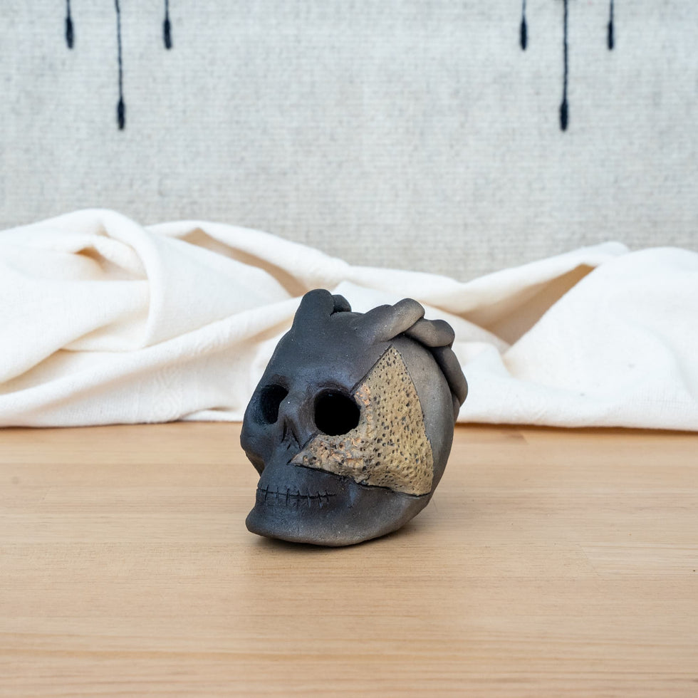 Braided Saga Handcrafted Oaxacan Clay Skull | Wool+Clay