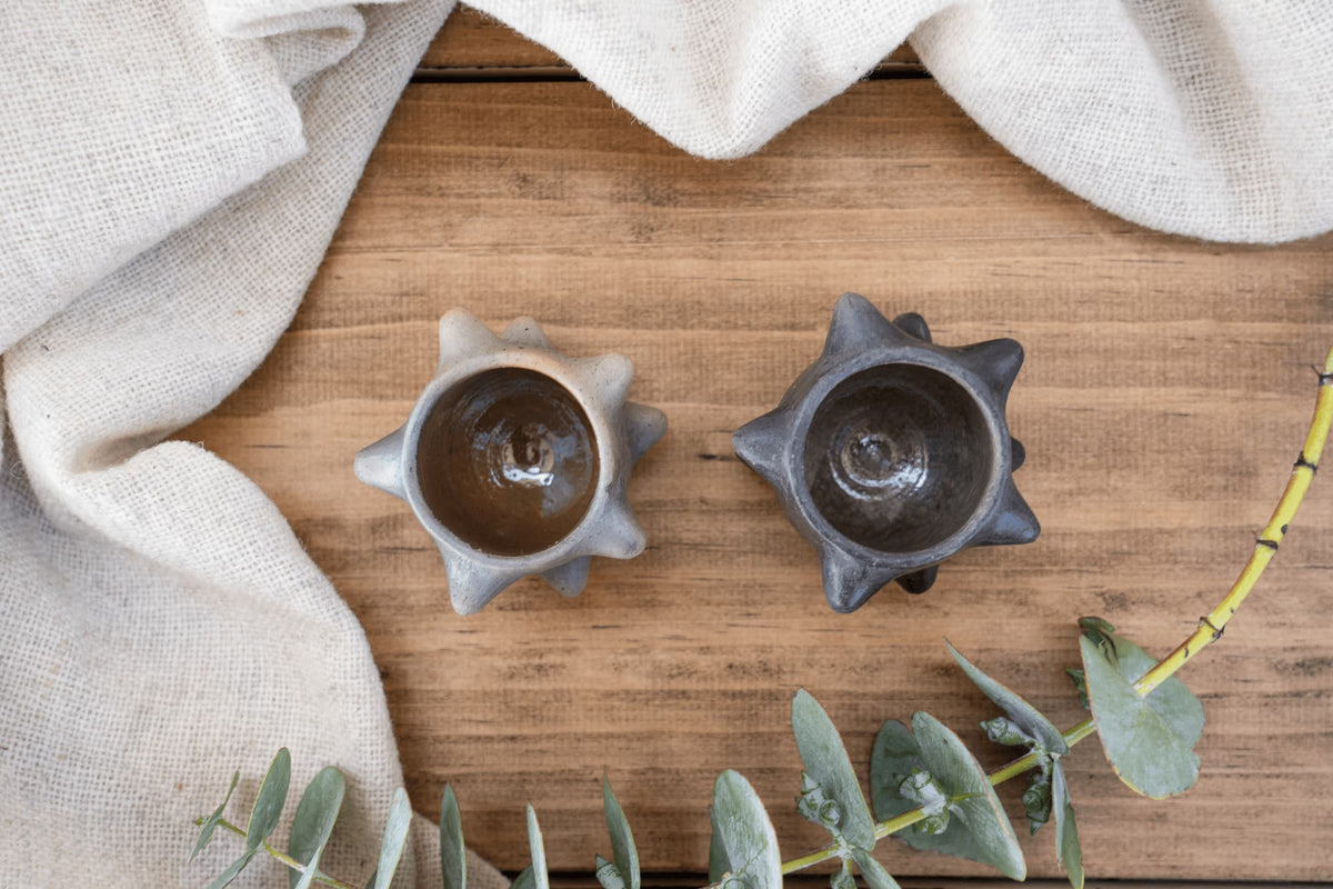 2oz Burnt Pochote Copita | Handcrafted Mezcal Clay Cups | Wool+Clay
